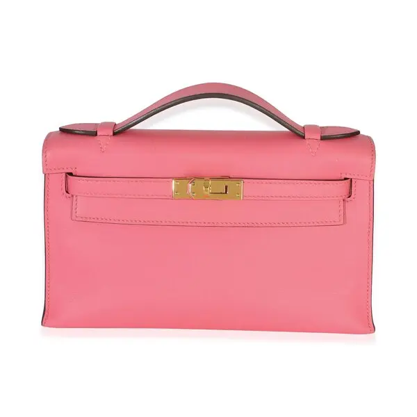 Hermès Rose Azalee Swift Kelly Pochette Ghw - Pink