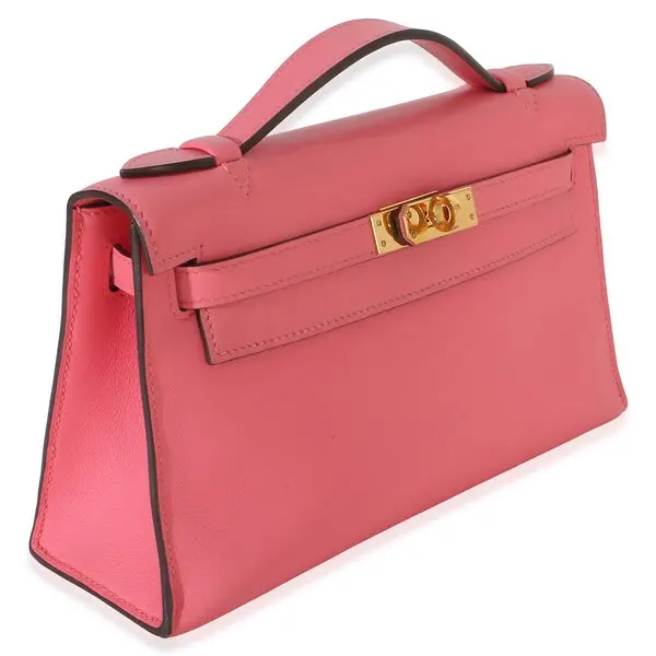 Hermès Rose Azalee Swift Kelly Pochette Ghw - Pink