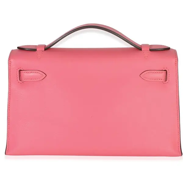 Hermès Rose Azalee Swift Kelly Pochette Ghw - Pink