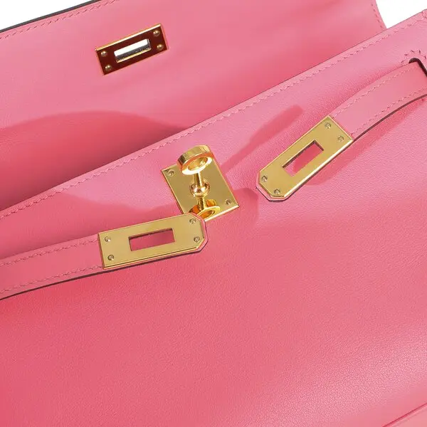Hermès Rose Azalee Swift Kelly Pochette Ghw - Pink
