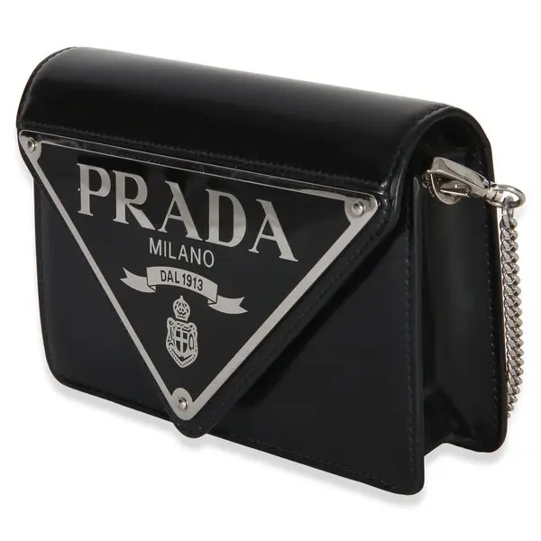 Prada Spazzolato Leather Flap Chain Crossbody Bag