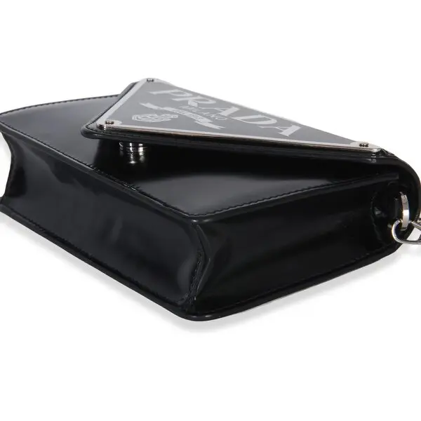 Prada Spazzolato Leather Flap Chain Crossbody Bag