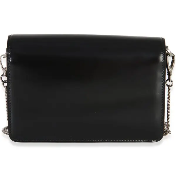 Prada Spazzolato Leather Flap Chain Crossbody Bag - Black