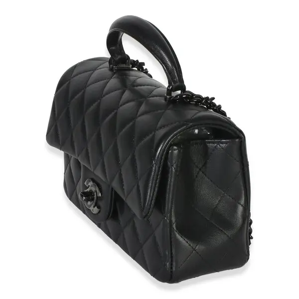 Chanel Quilted Lambskin Top Handle Rectangular Flap Bag
