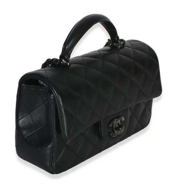 Chanel Quilted Lambskin Top Handle Rectangular Flap Bag