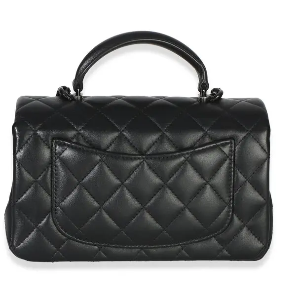 Chanel Quilted Lambskin Top Handle Rectangular Flap Bag