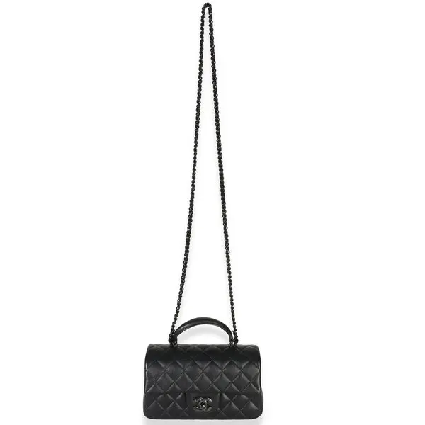 Chanel Quilted Lambskin Top Handle Rectangular Flap Bag