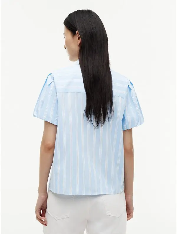 Tommy Hilfiger Puff-sleeve Striped Poplin Shirt
