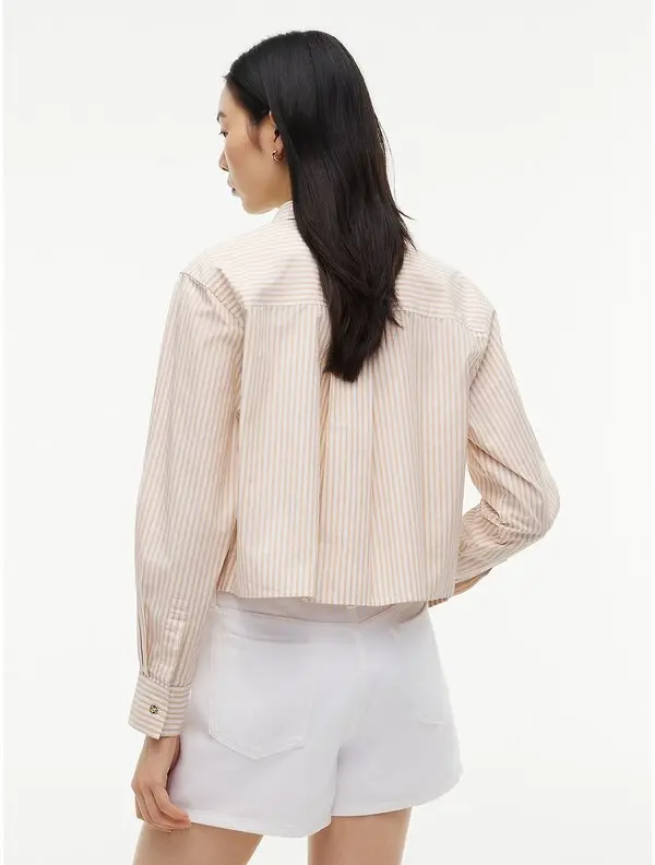 Tommy Hilfiger Striped Cotton Poplin Shirt With Gold-tone Buttons