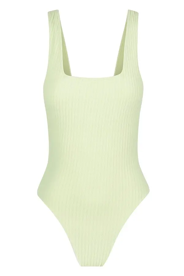 FLOATING SWIM Aoraki Lily Ribbed Terry One-piece - Green