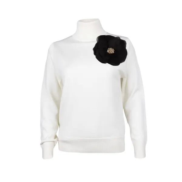 HOUSE OF LAINES LONDON Embellished Roll Neck Jumper - White/black
