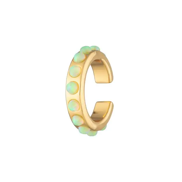 SCREAM PRETTY Lime Green Opal Single Ear Cuff - Gold