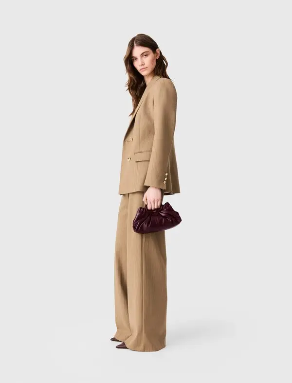Maje Pinstripe Double-breasted Wool Suit Jacket