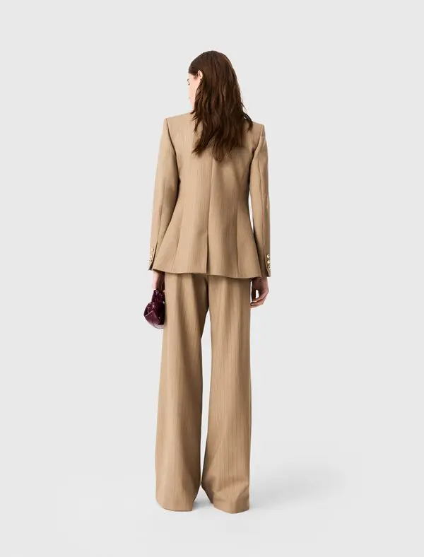 Maje Pinstripe Double-breasted Wool Suit Jacket