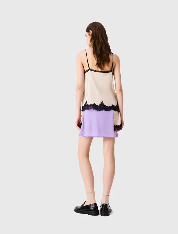 Maje Satin Top With Lace Details