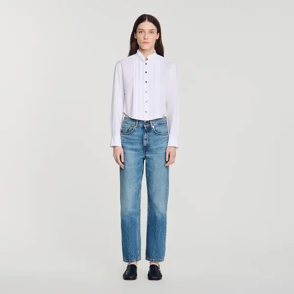 Sandro Pleated Shirt With Origami Collar