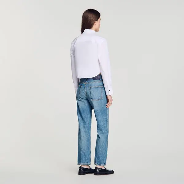 Sandro Pleated Shirt With Origami Collar