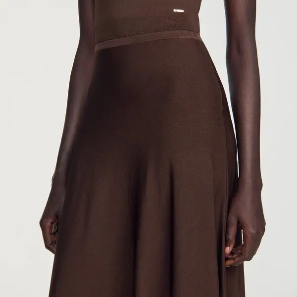 Sandro Long Flared Fine Knit Skirt