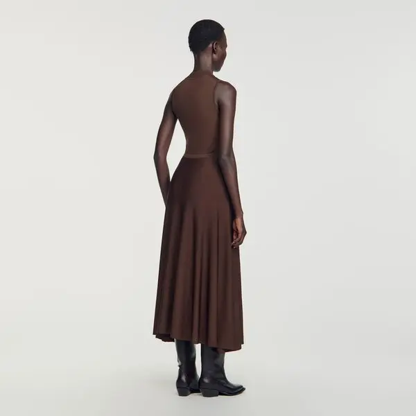 Sandro Long Flared Fine Knit Skirt