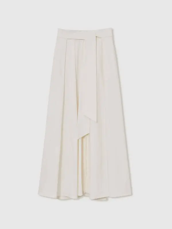 REISS Simone Cotton-blend Pleated Maxi Skirt