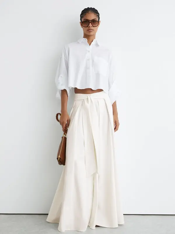 REISS Simone Cotton-blend Pleated Maxi Skirt