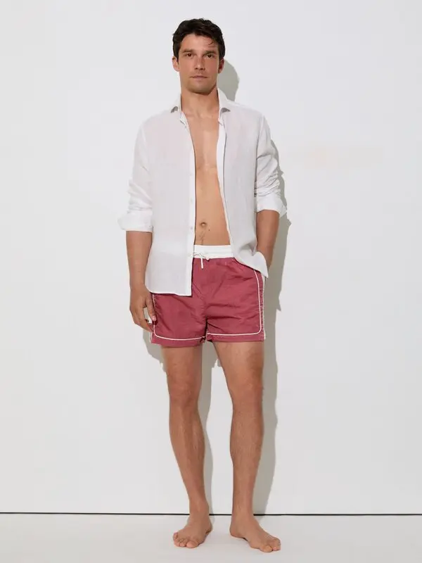 REISS Breeze Piped Drawstring Swim Shorts - Pomegranate