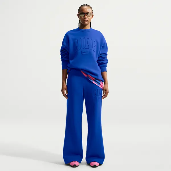 Nike Studio Fleece Medium Weight Mid-rise Wide-leg Pants - Blue
