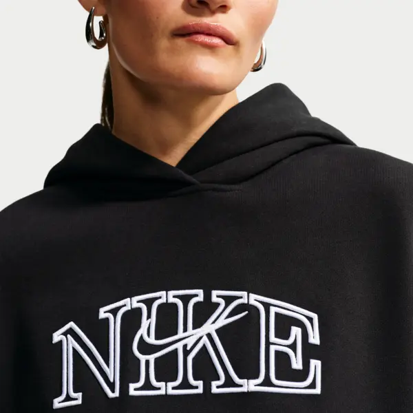 Nike Studio Fleece Medium Weight Oversized Pullover Logo Hoodie
