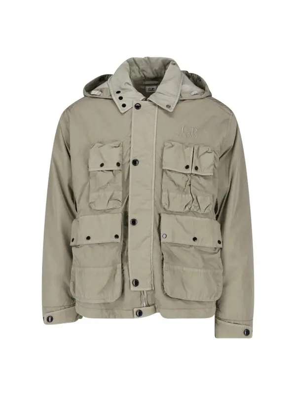C.P. COMPANY Heavy Chrome-r" Hooded Jacket With Goggle Detail - Green