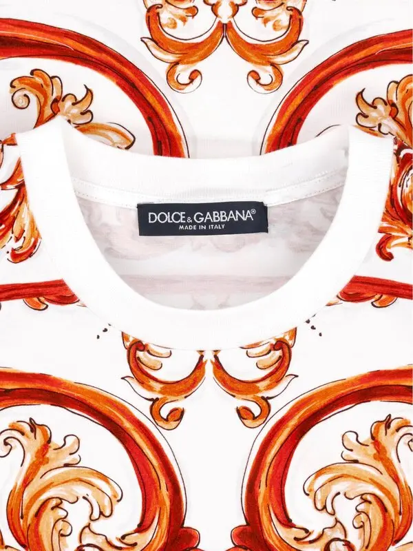 Dolce & Gabbana Majolica" Printed Stretch Cotton T-shirt - Multi