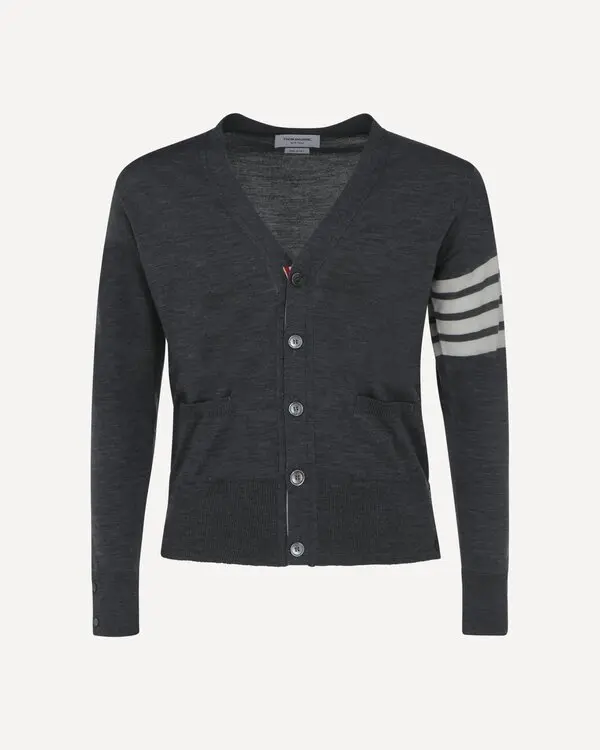 Thom Browne Virgin Wool Cardigan With Signature Stripes