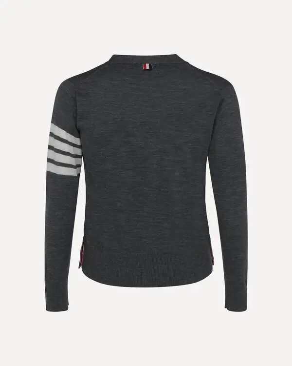 Thom Browne Virgin Wool Cardigan With Signature Stripes