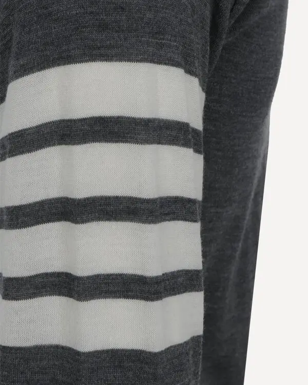 Thom Browne Virgin Wool Cardigan With Signature Stripes