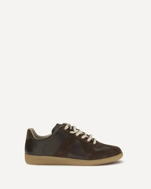 MAISON MARGIELA Leather And Suede Paneled Sneakers - Brown