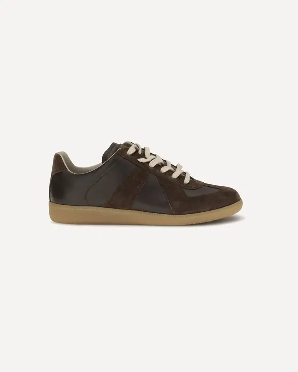 MAISON MARGIELA Leather And Suede Paneled Sneakers - Brown
