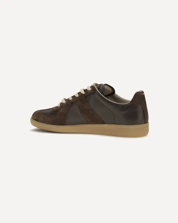 MAISON MARGIELA Leather And Suede Paneled Sneakers - Brown