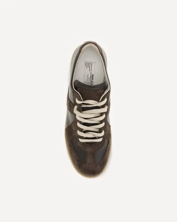 MAISON MARGIELA Leather And Suede Paneled Sneakers - Brown