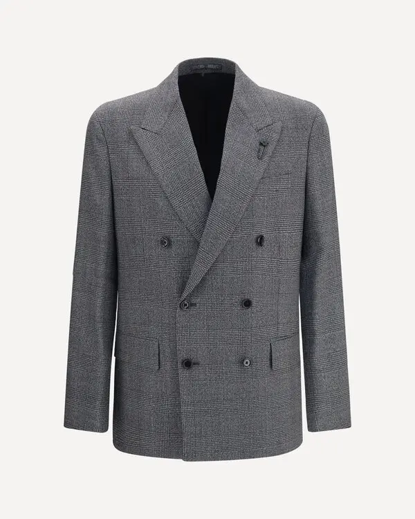 LARDINI Double-breasted Wool Blazer - Grey