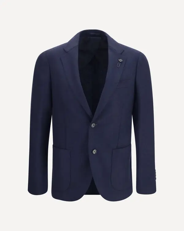 LARDINI Single-breasted Wool And Cashmere Jacket - Blue