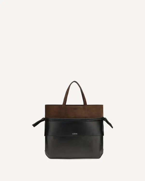Loewe Small Switch Tote Bag In Calfskin And Suede - Black