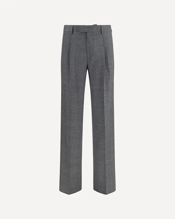 LARDINI Tailored Cotton Blend Houndstooth Trousers - Grey