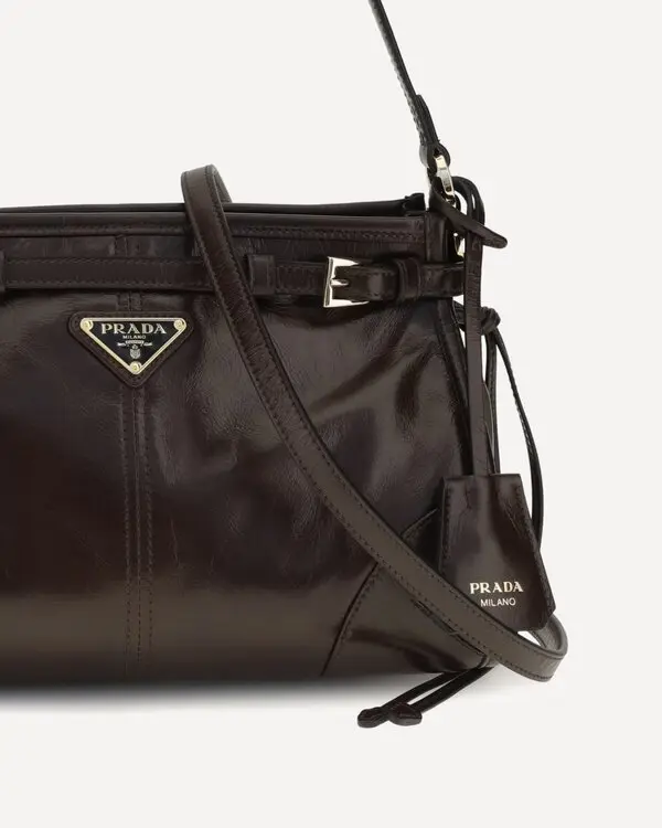 Prada Small Bonnie Handbag In Leather - Brown