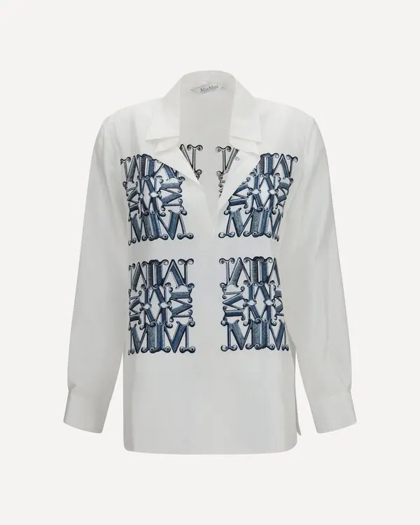 Max Mara Printed Silk Twill Shirt - White