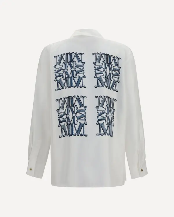 Max Mara Printed Silk Twill Shirt - White
