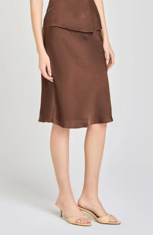 WAYF Felicity Satin Slip Skirt - Chocolate
