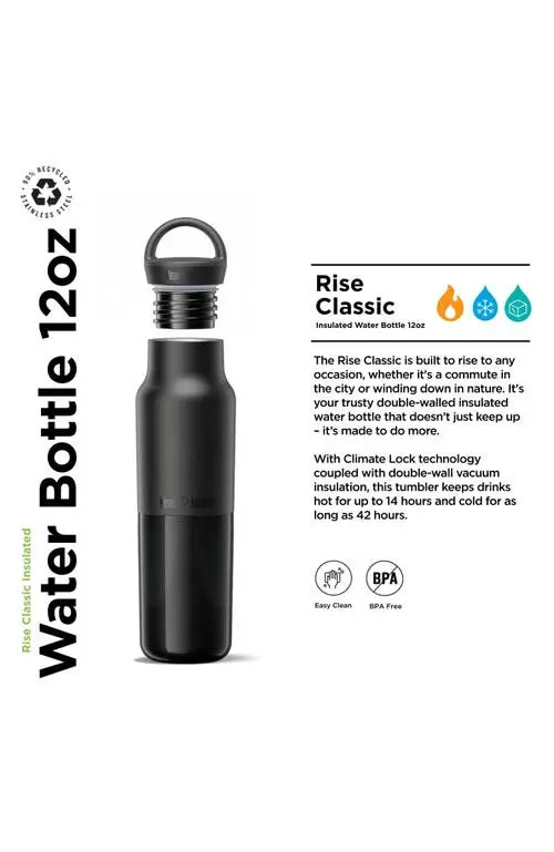 KLEAN KANTEEN 12oz Rise Classic Insulated Water Bottle With Arch Loop Cap