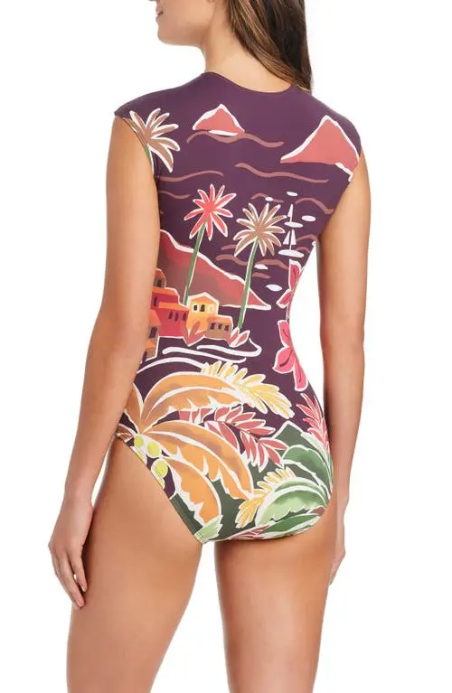 BLEU BY ROD BEATTIE Tropical Print Cap Sleeve One-piece Swimsuit