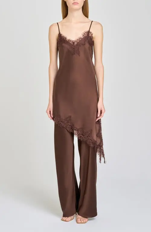 WAYF Helene Lace Trim Cami - Chocolate
