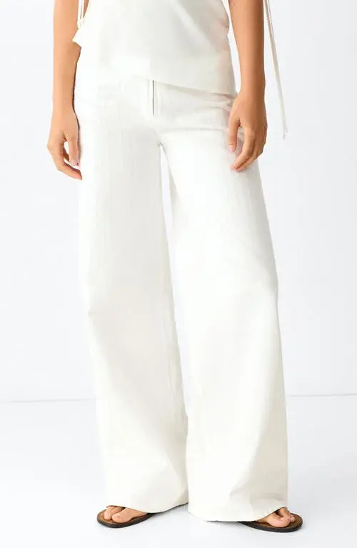 Mango Low Waist Wide Leg Jeans - White
