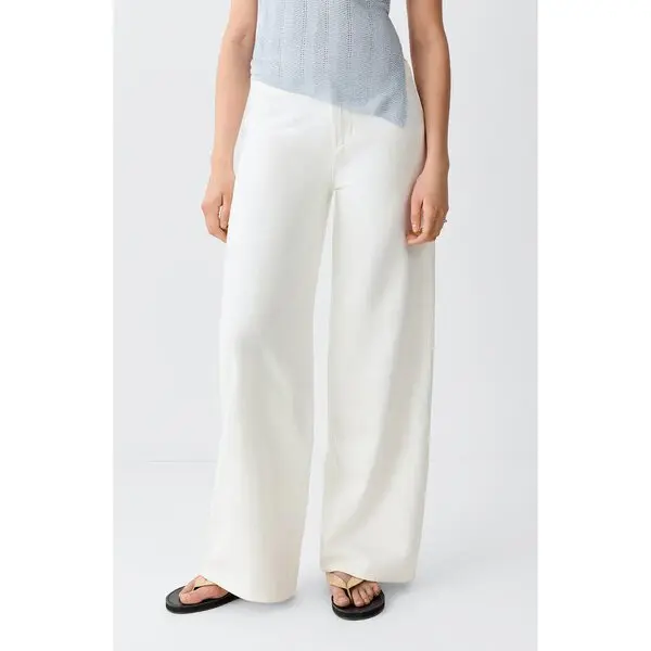 Mango Low Waist Wide Leg Jeans - Off White
